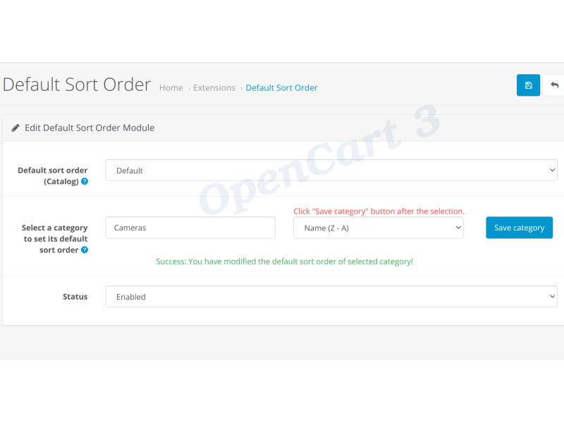 Default Sort Order Opencart Extension Koku Scripts